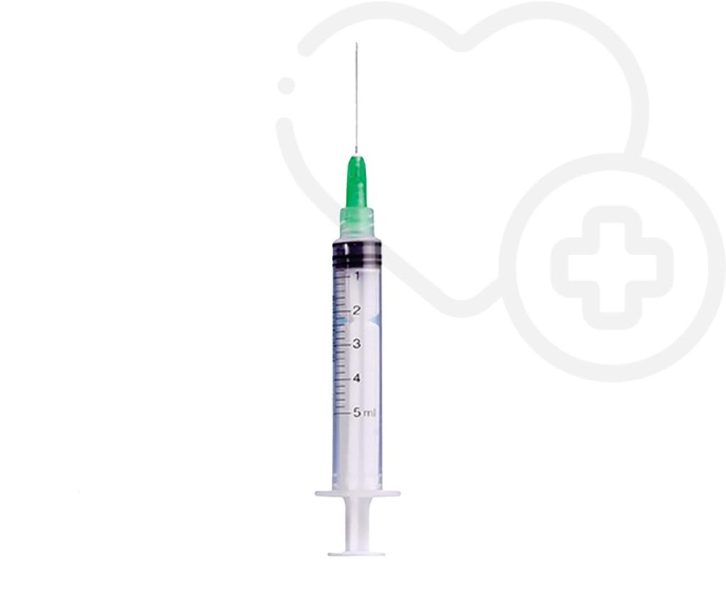 Jeringa de 5 ml con Aguja 21G x 32mm (Verde) – Oxihome® Health Care.